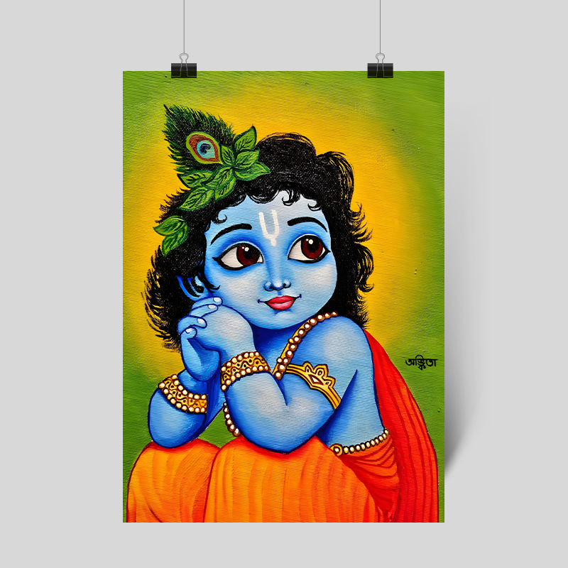 Krishna – Original Print Poster – A3 - Ankita Drawss